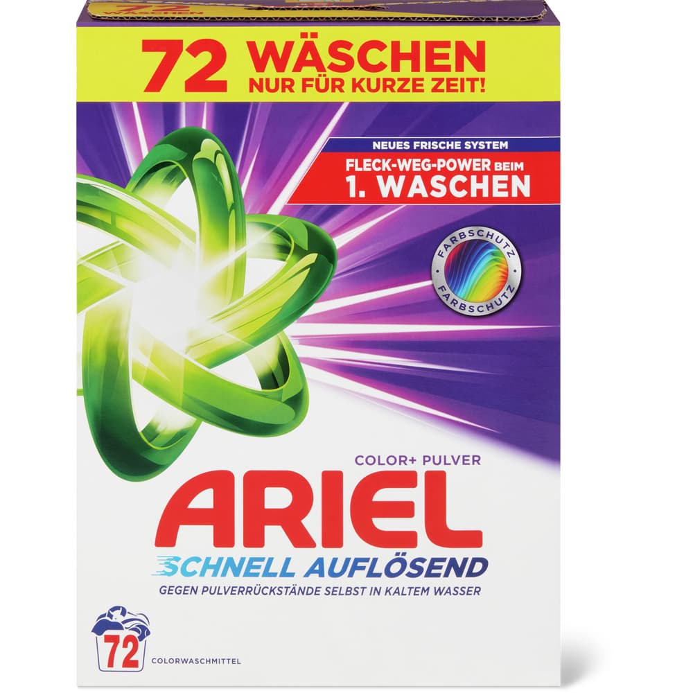 Ariel Color + · Lessive en poudre · 72 lessives • Migros Online