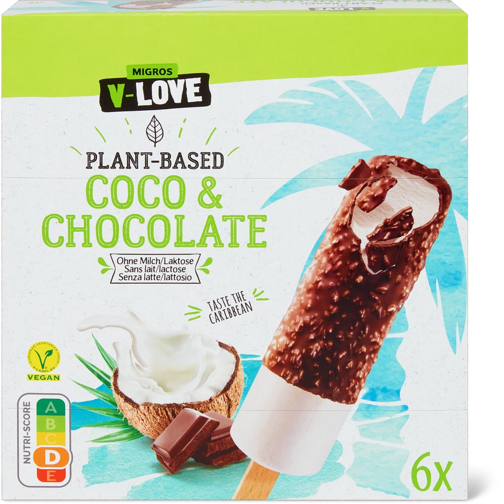 V-Love · Glace en bâtonnets · Coco & Chocolate • Migros