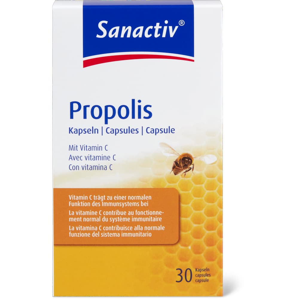 Sanactiv · Sanactiv Propolis capsules with vitamin C • Migros