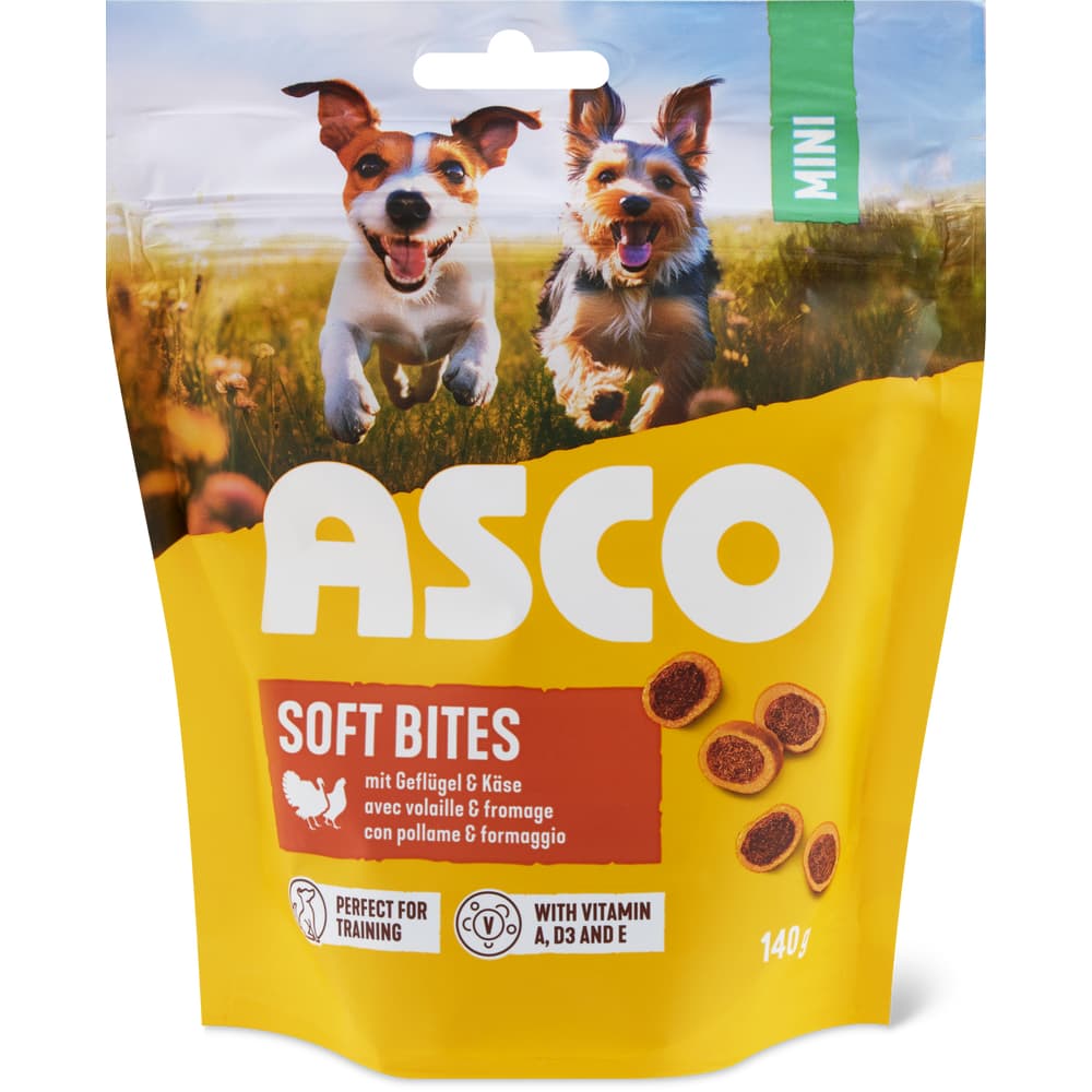 Asco · Mini Soft Bites · With Poultry and Cheese • Migros