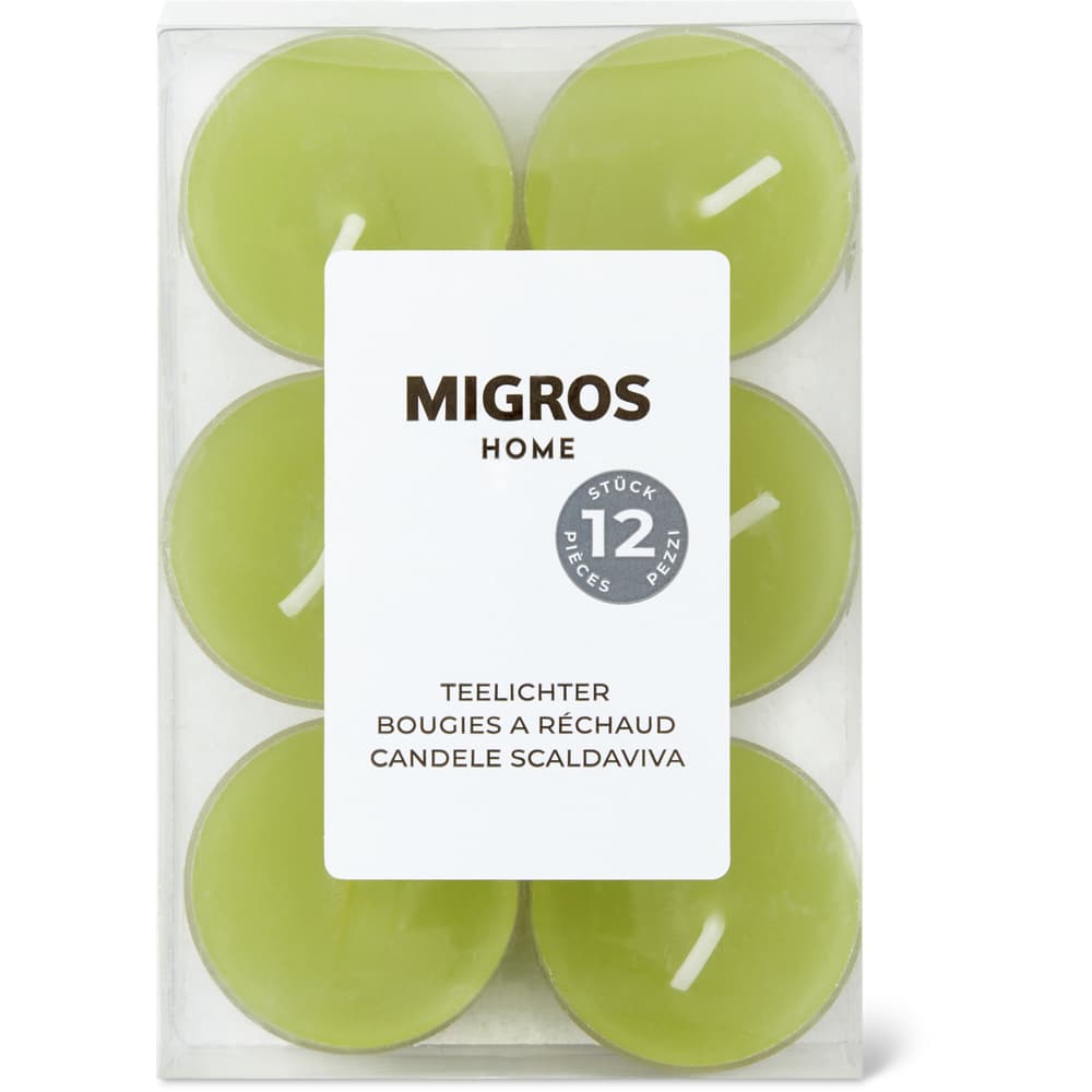 Migros Home · Bougies à réchaud · vert gazon, 4 h • Migros