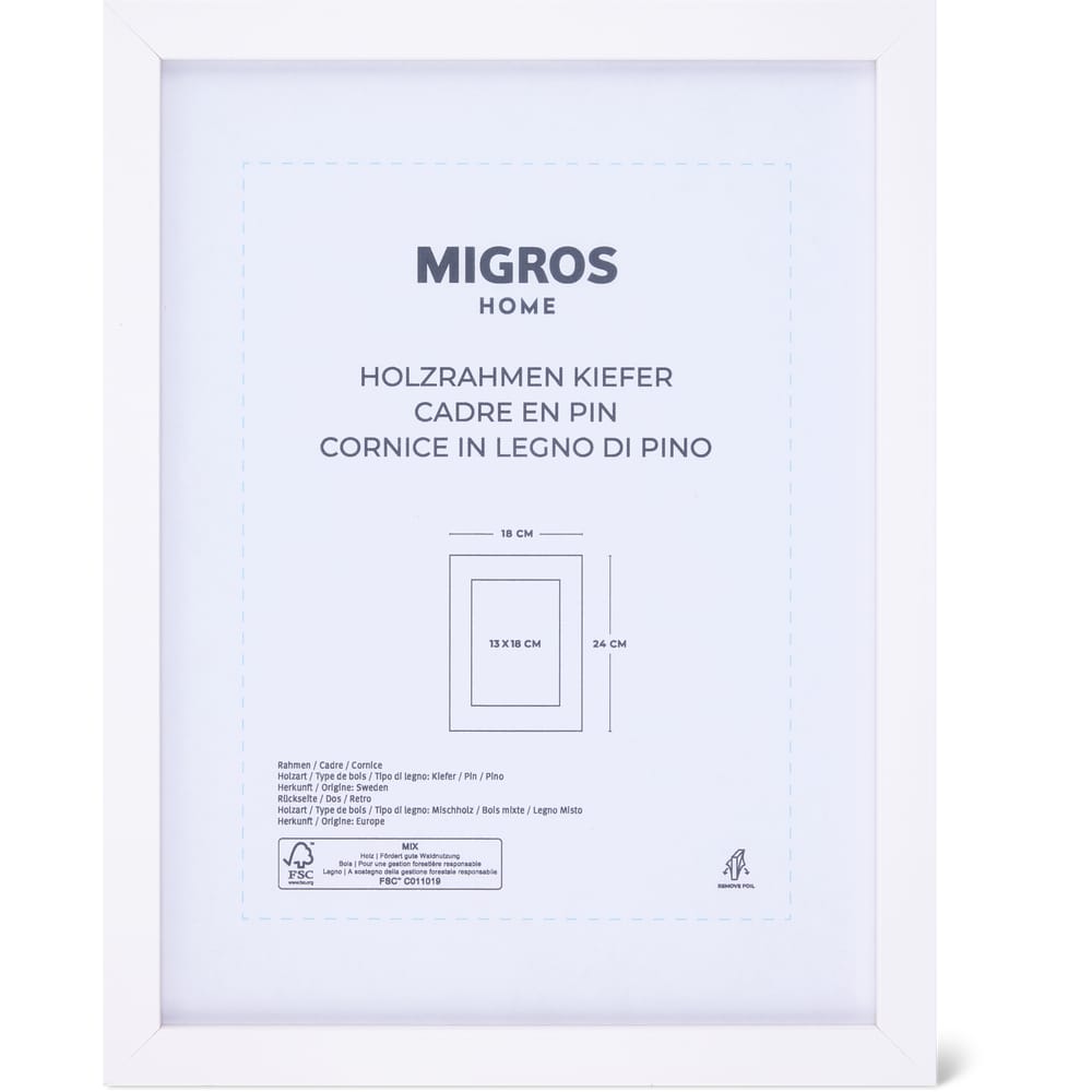 Migros Home · Bilderrahmen Kieferholz · 18x24cm, weiss • Migros