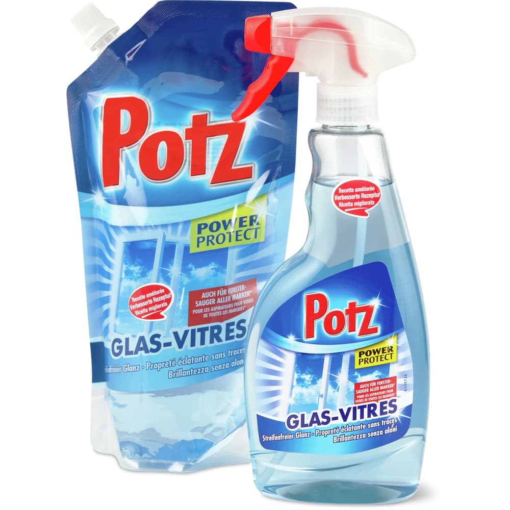 Potz · Glass cleaner spray · Citrus zest • Migros
