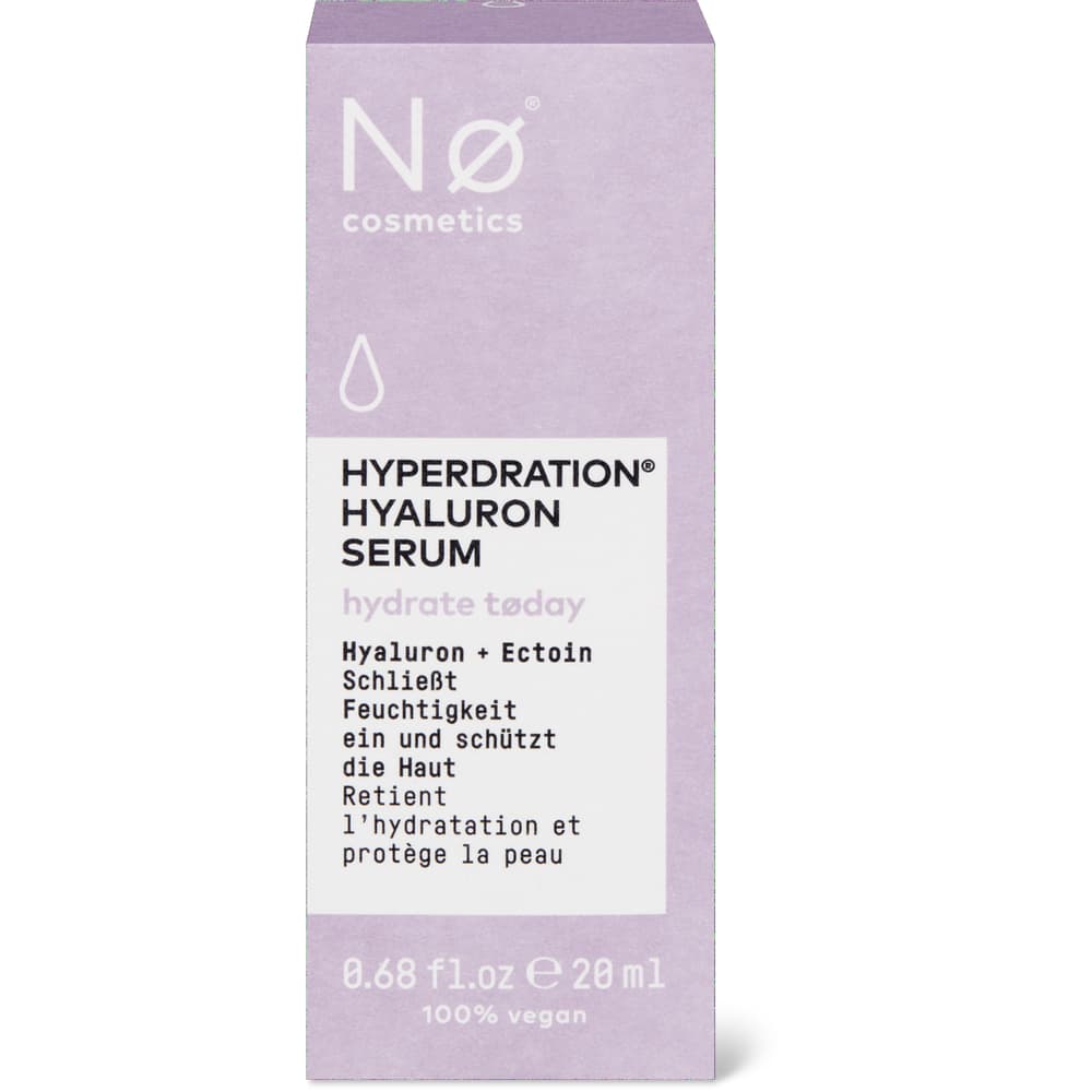 No Cosmetics Hydrate Today · Hyperdration hyaluron serum · retains ...