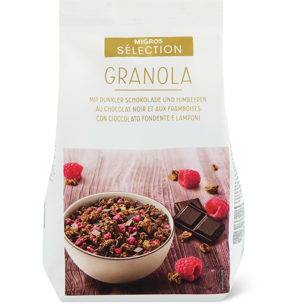 Sélection · Granola · Chocolat et framboise • Migros