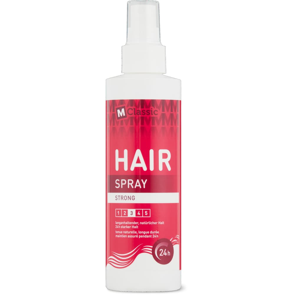 M-Classic · Hair spray · Natural, long-lasting, 24-hour hold. • Migros