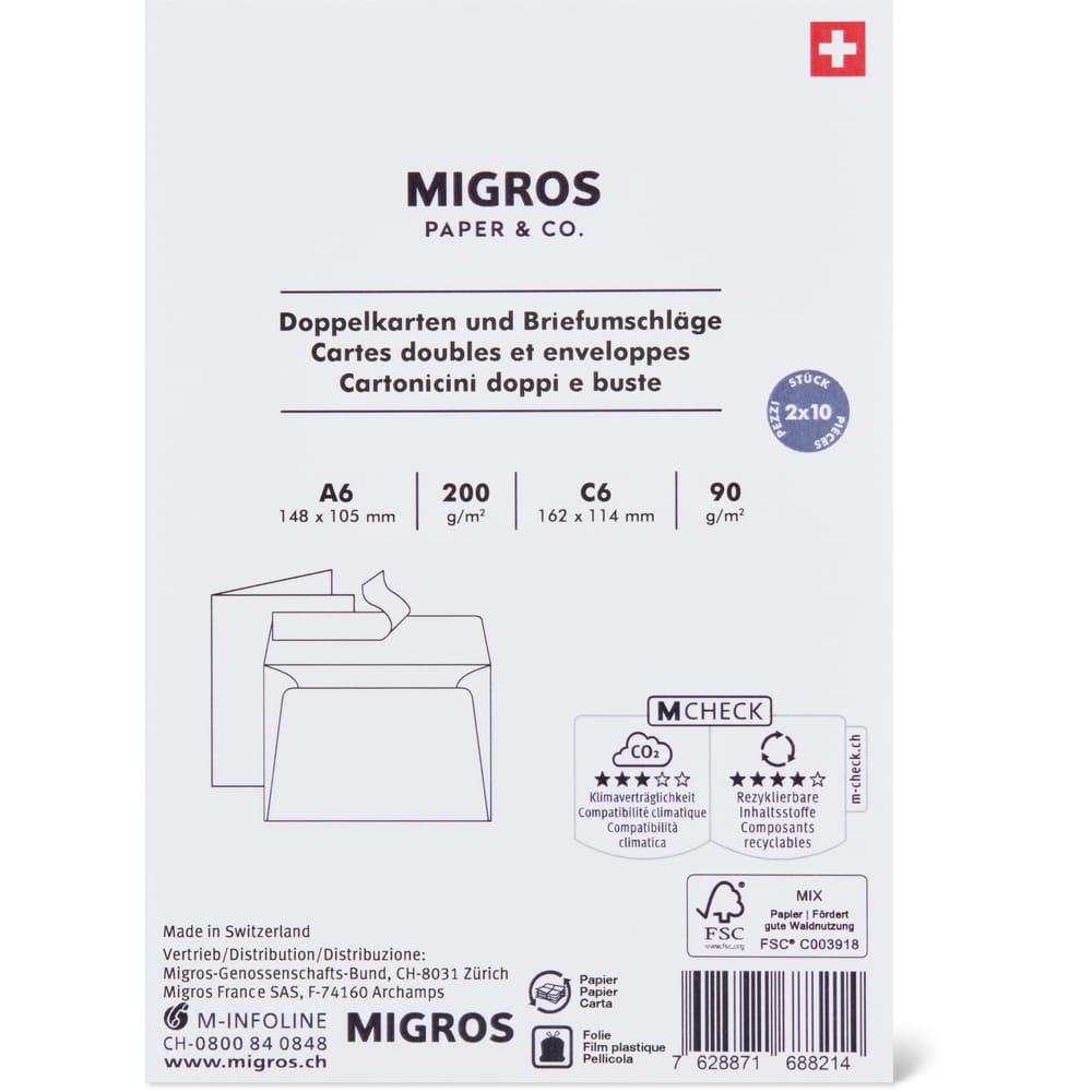 MIGROS PAPER & CO. · Cards+envelopes A6/C6 • Migros