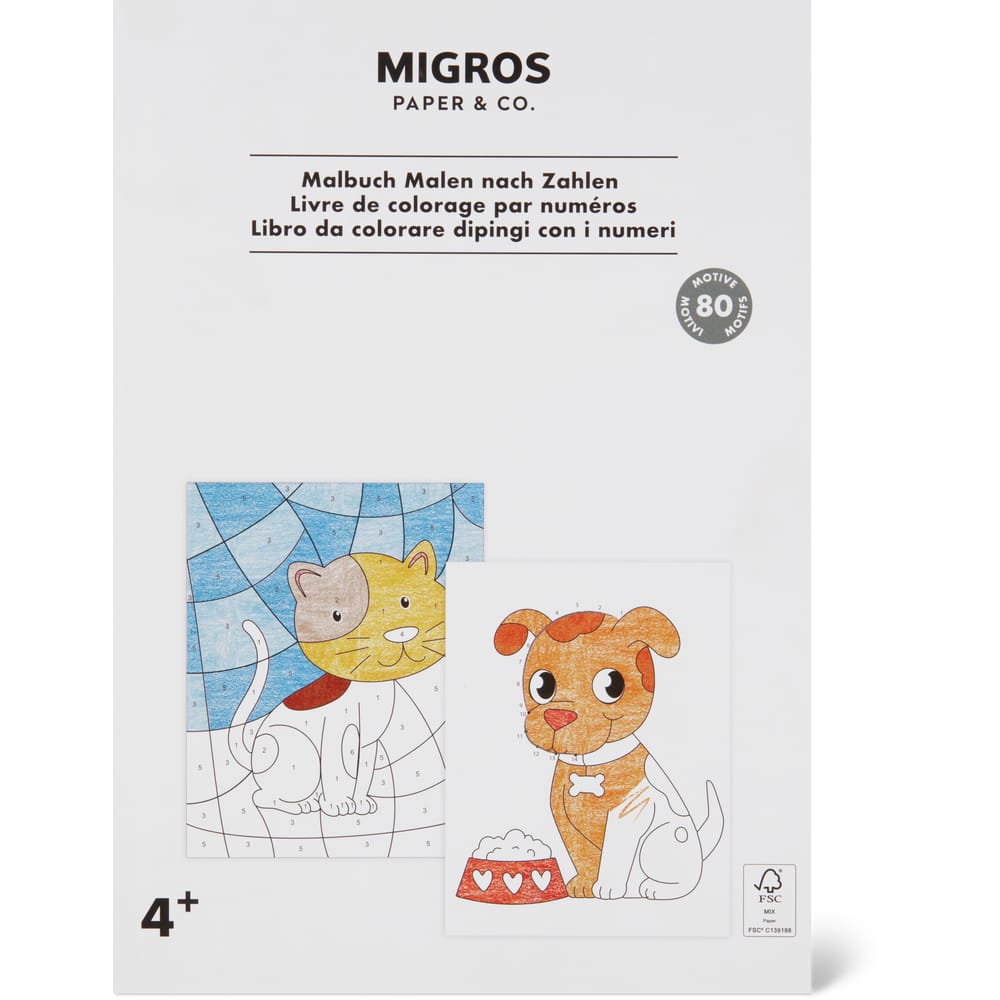 Migros Paper & Co. · Colouring by Numbers Book · 80 Pictures • Migros