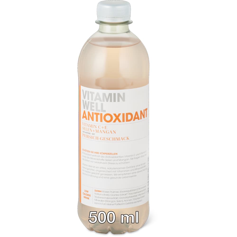 Vitamin Well · Antioxidant · Peach Flavour • Migros