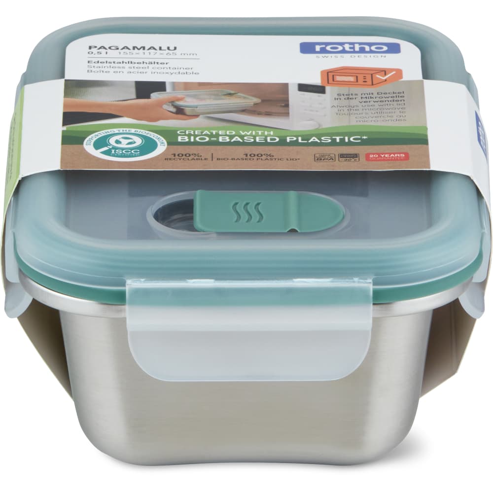 Rotho · Boîte de conservation inox · 0.5l, inox, silicone • Migros