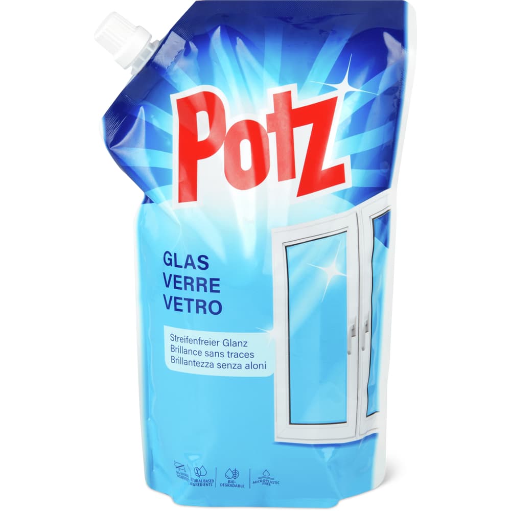 Potz · Detergente per vetri · Brillantezza senza aloni • Migros