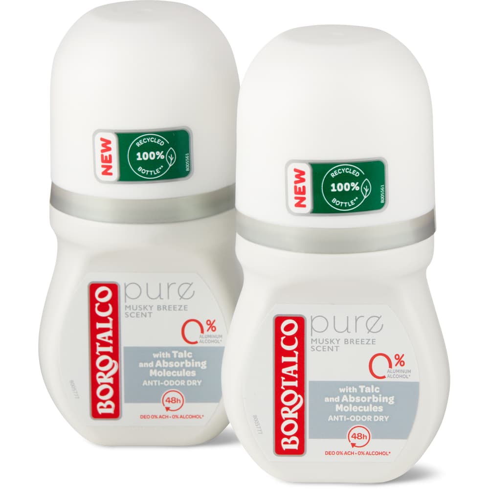 Borotalco Pure · Roll-on deodorant · 48h, 0% aluminum salts • Migros Online