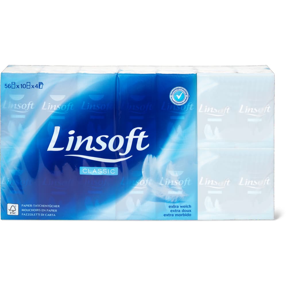 Linsoft Classic · Pocket tissues · 56 x 10 sheets, 4 ply, extra soft ...
