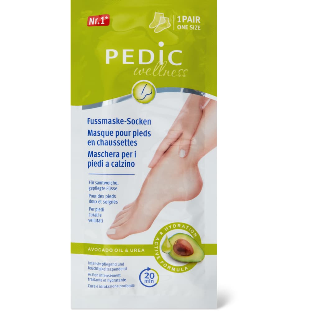 Pedic Wellness · Foot mask · avocado oil & urea • Migros