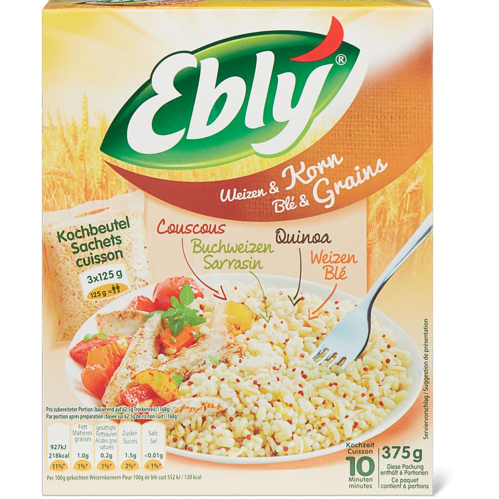 Ebly · Wheat grains · Couscous, buckwheat & quinoa • Migros