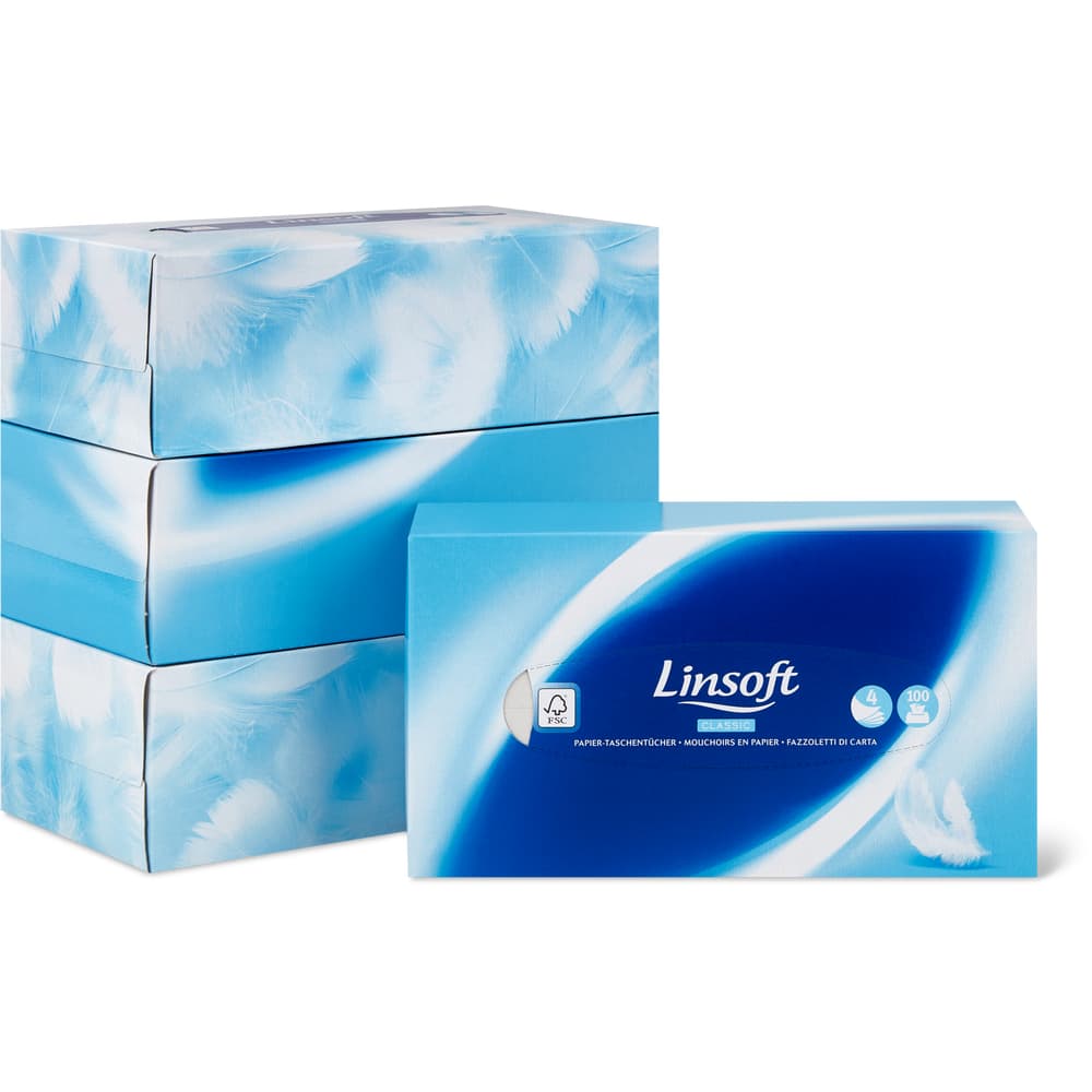 Linsoft Classic · Taschentücher · 4 x 100 Blätter, 4 lagig • Migros