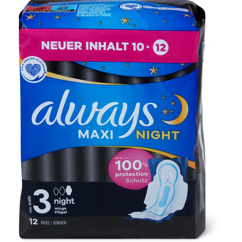 Always Maxi Night · Sanitary towels · Size 3 - Night • Migros