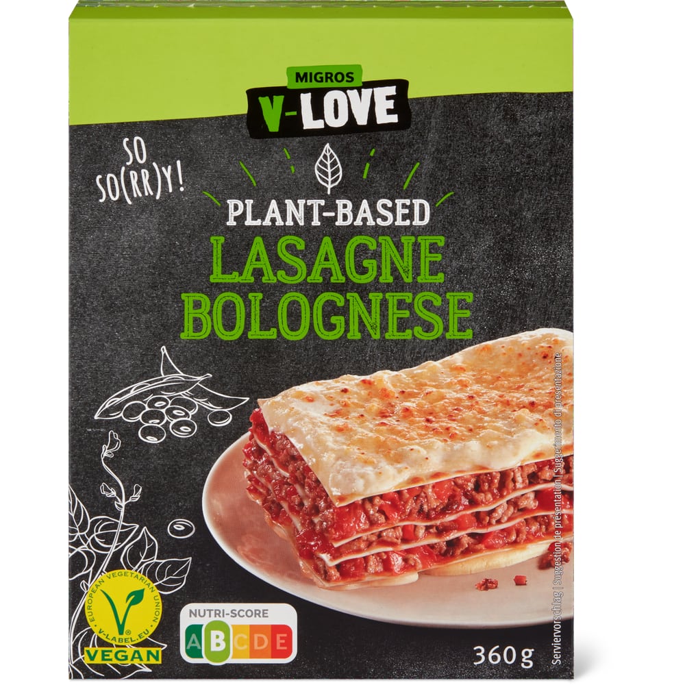 V-Love · Lasagne Bolognese · Plant-Based, vegan • Migros