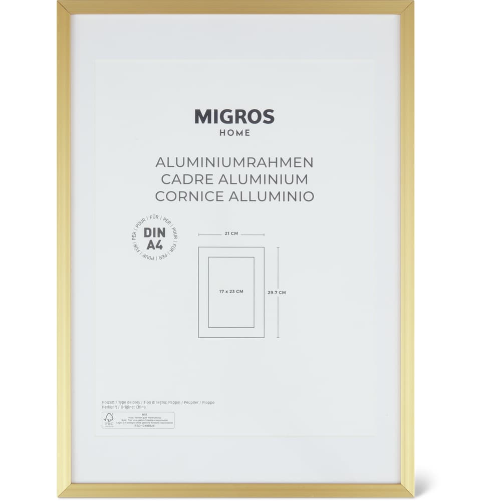 Migros Home · Aluminium Picture Frame · 21 x 29.7 cm. Gold Coloured ...