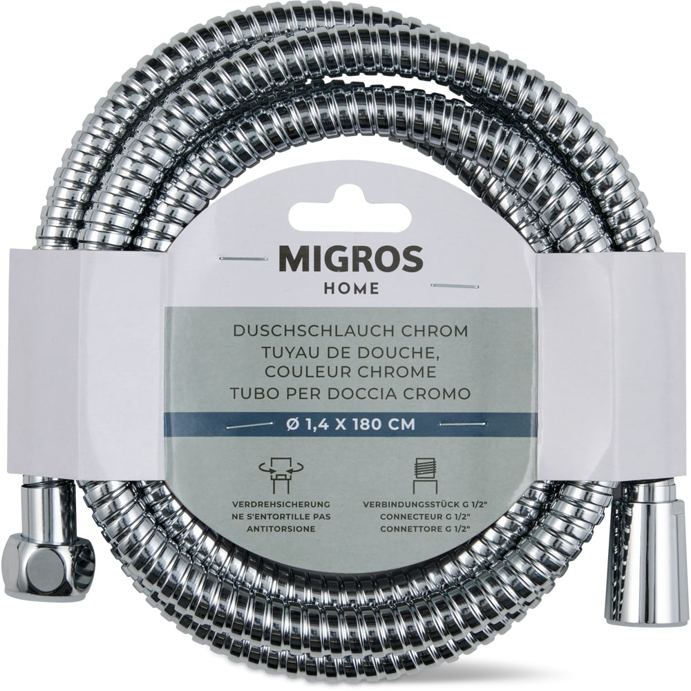 MIGROS HOME · MHOME Flexible de douche chromé, 180CM • Migros