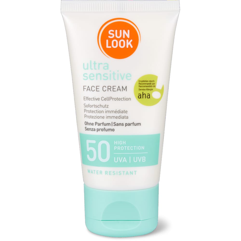 Sun Look Ultra Sensitive · Sunscreen for face · aha! - 50 high ...
