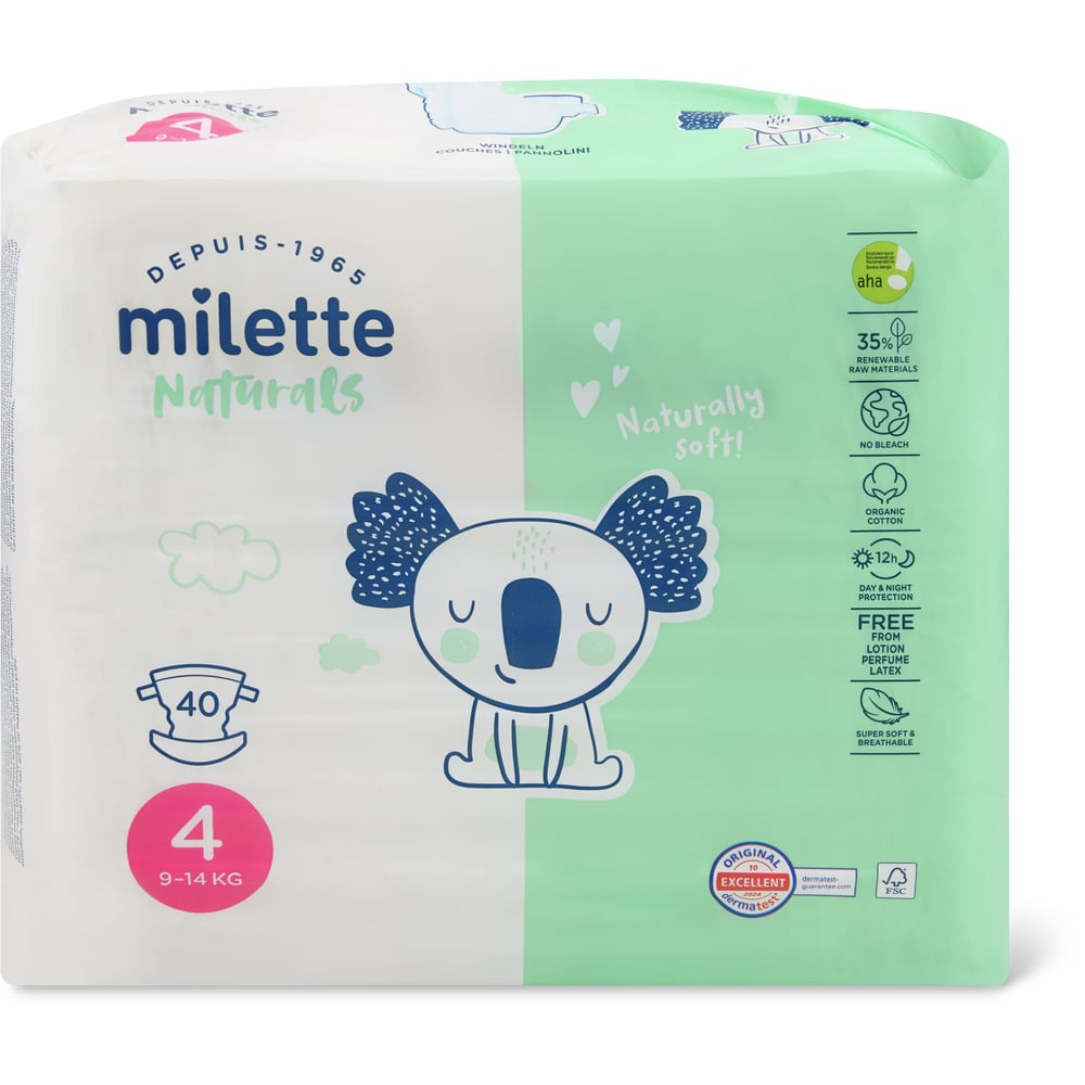 Milette Baby Care Naturals · Diapers · size 4, 9-14kg • Migros
