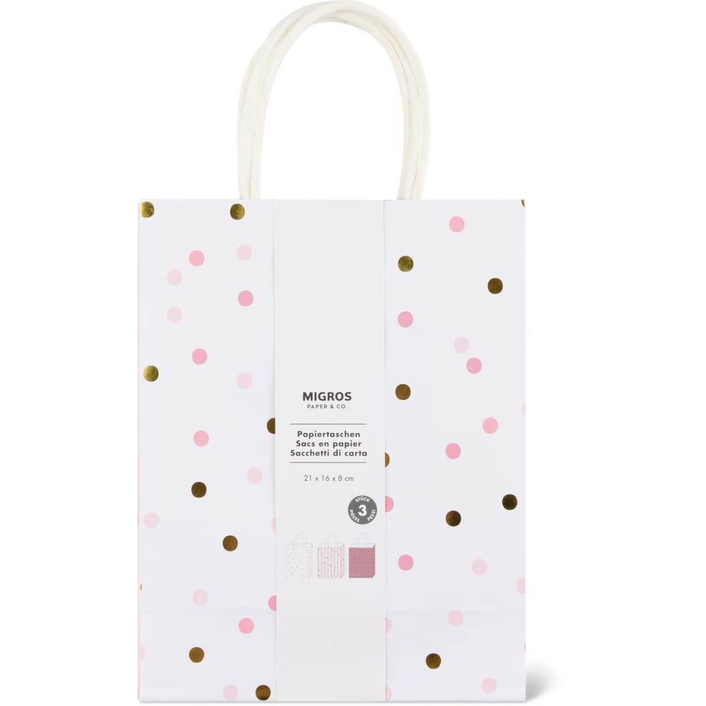Migros Paper & Co. · Gift Bags, Pink · 21 x 16 x 8 cm • Migros