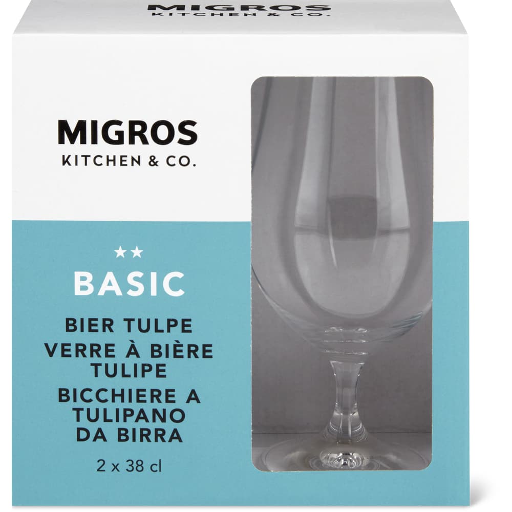 Migros Kitchen & Co. · Basic Tulip Beer Glass · Transparent, 38 cl • Migros