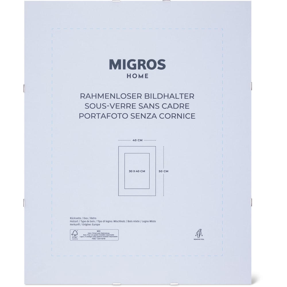 Migros Home · Sous-verre sans cadre · 40 x 50 cm, transparent, argenté ...