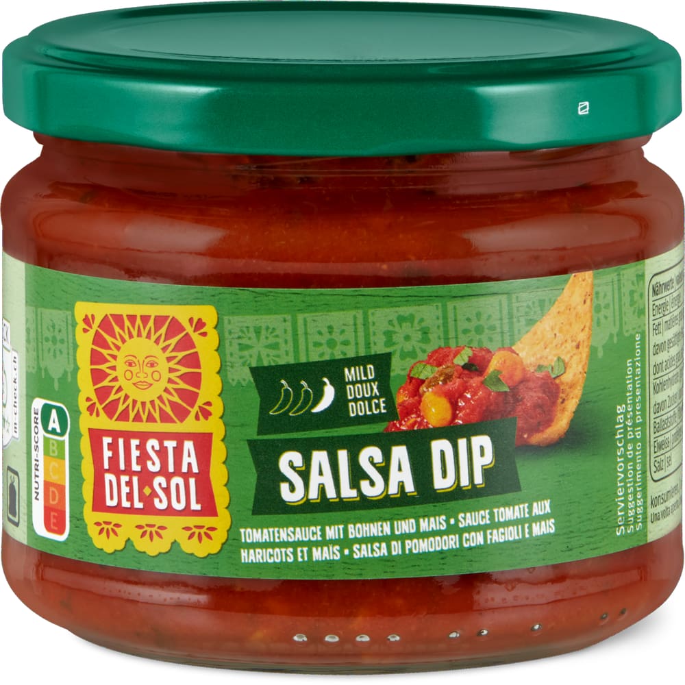 Fiesta del Sol · Salsa Dip · Sauce tomate aux haricots et maïs • Migros