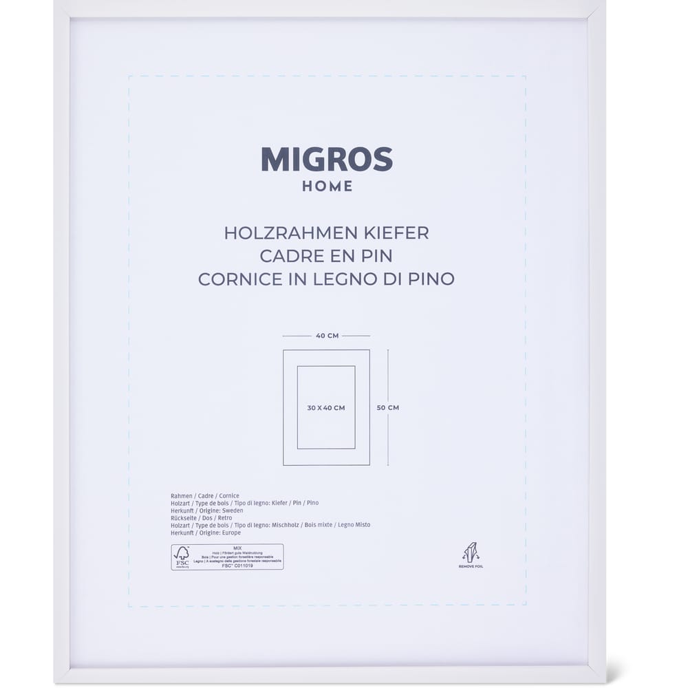 Migros Home · Pine Wood Picture Frame · 40 x 50 cm, White • Migros