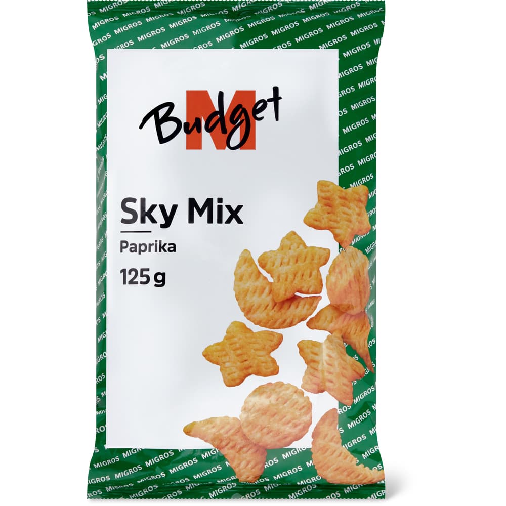 M-Budget Sky Mix · Potato starch snack · bell pepper • Migros