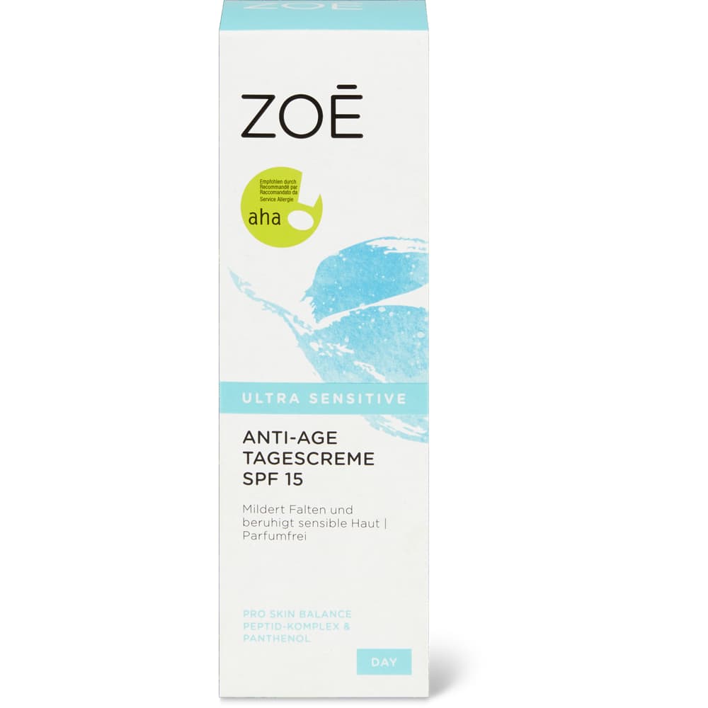 Zoé aha! Ultra Sensitive · Anti-Age Tagespflege · LPF15 • Migros Online