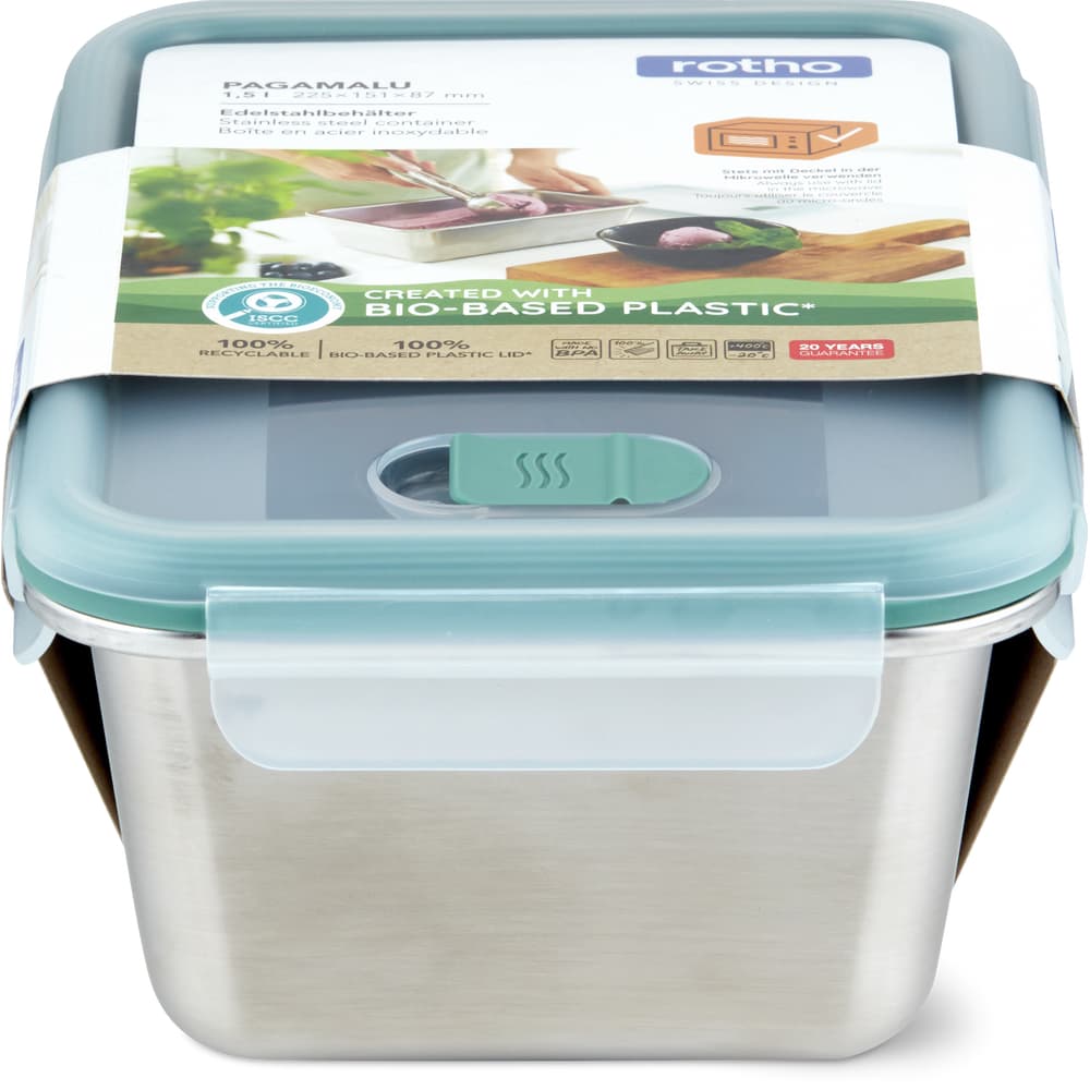 Rotho · Boîte de rangement inox · 1,5 l, inox, silicone • Migros