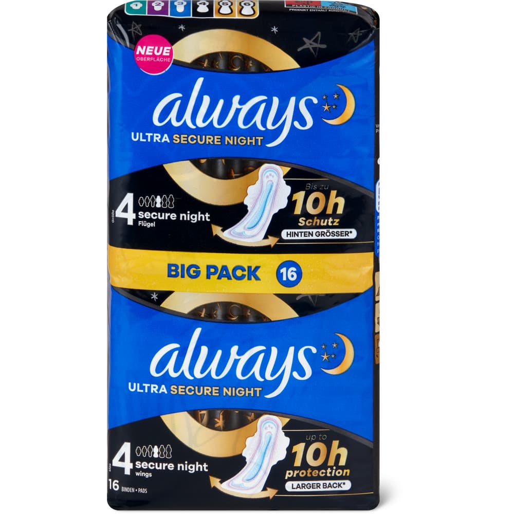 Always Ultra Secure Night · Damenbinden · Größe 4 - Night • Migros