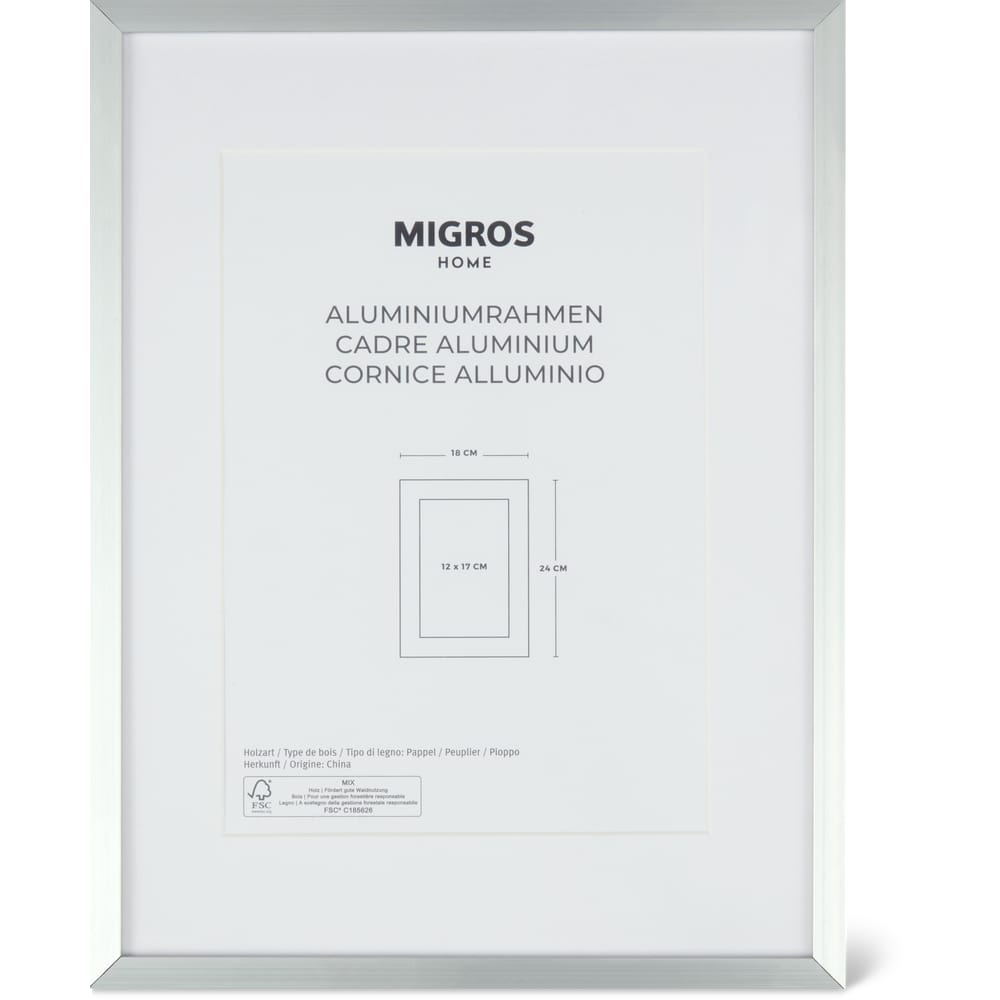 Migros Home · Cornice in alluminio · 18 X 24 cm, color argento • Migros