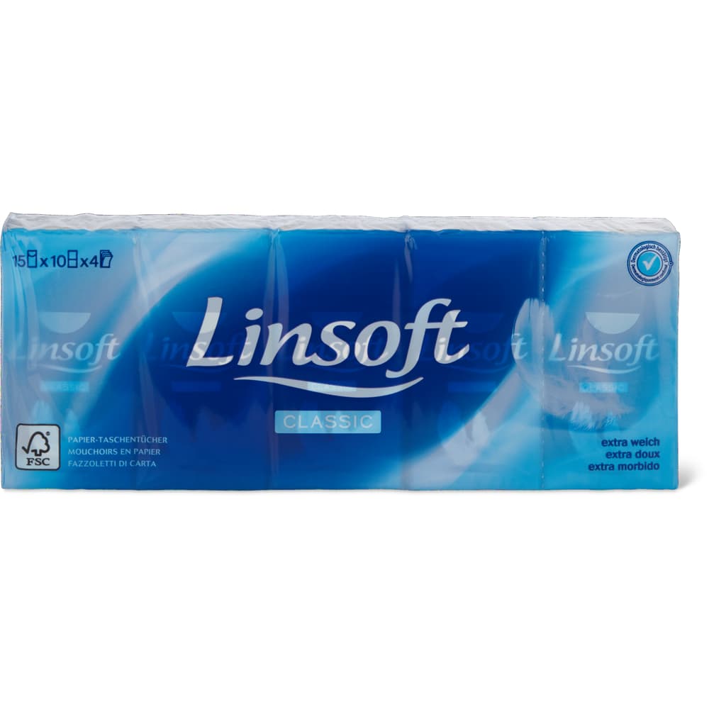 Linsoft Classic · Pocket tissues · 15 x 10 sheets, 4 ply • Migros