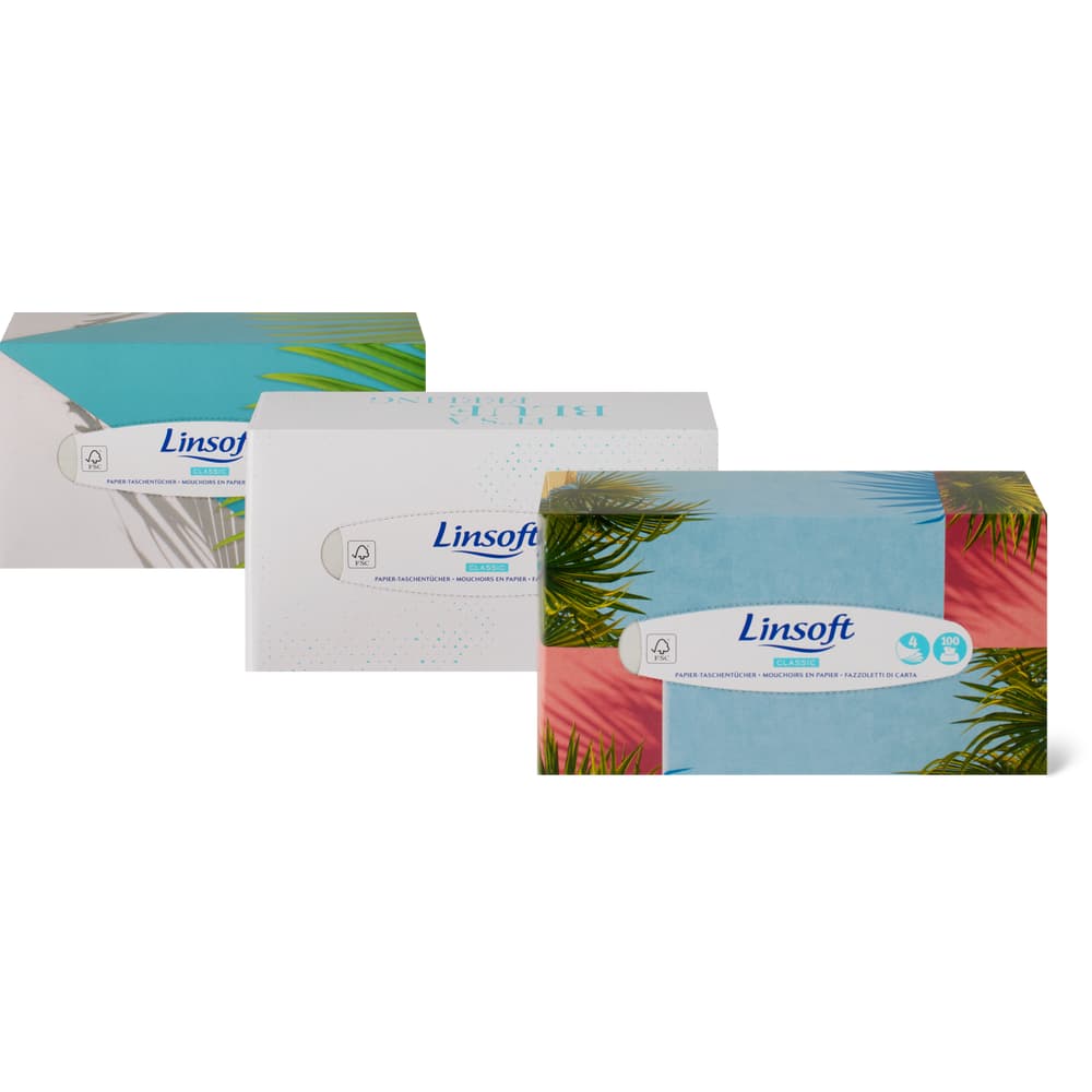 Linsoft Classic · Taschentücher · 3 x 100 Blätter, 4 lagig • Migros