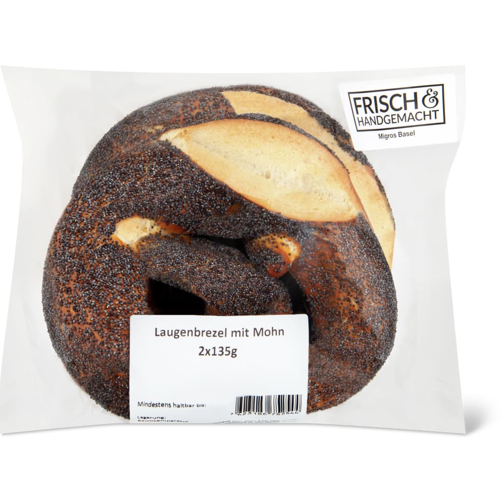 Fresh & handmade · Pretzel With Poppy Seeds · With Poppy Seeds • Migros