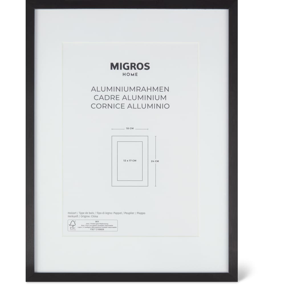 Migros Home · Bilderrahmen Aluminium · 18x24cm, schwarz • Migros