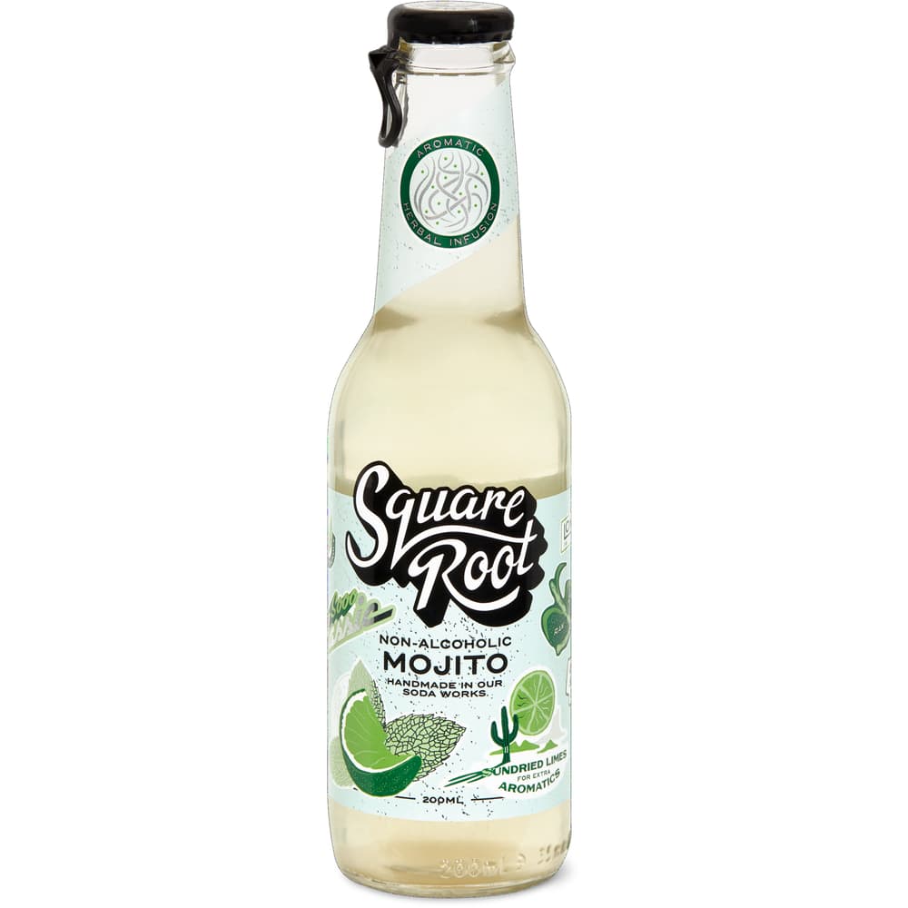 Square Root · Alcohol free aperitive drink · Mojito • Migros