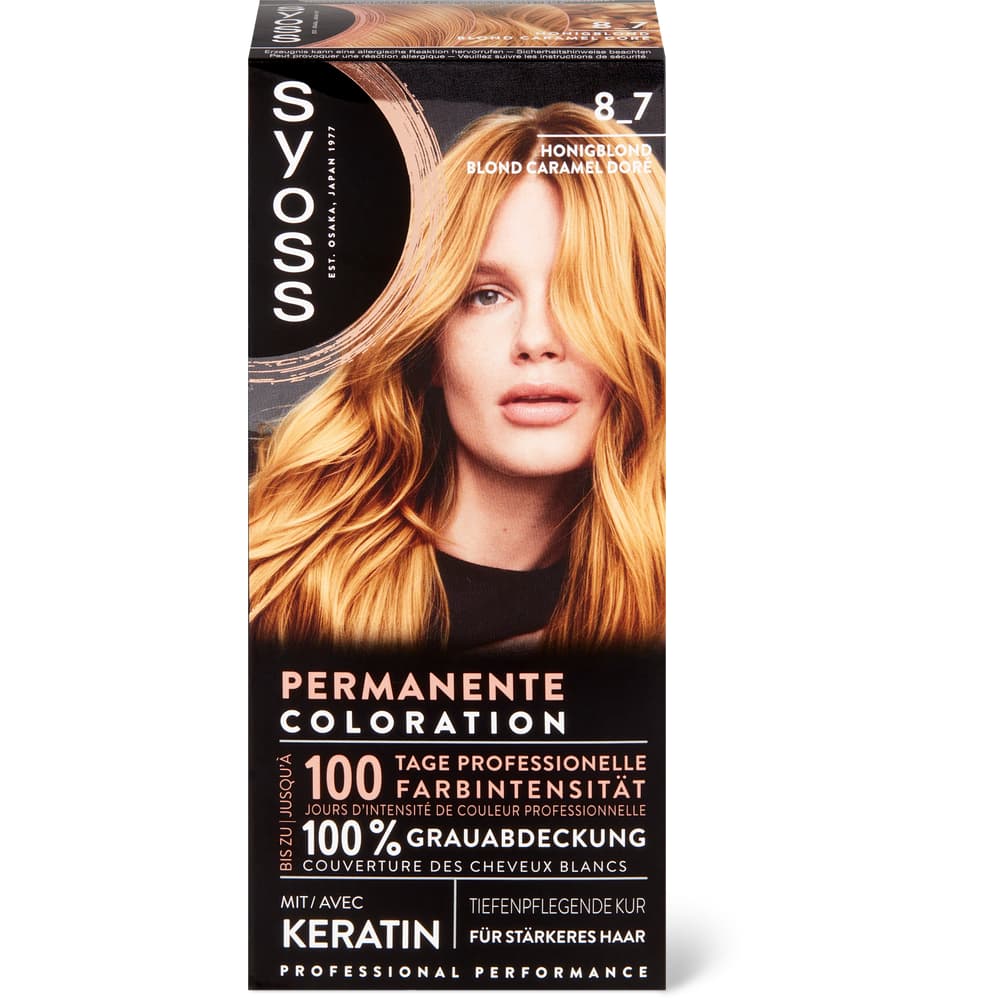 Syoss · Permanent hair color · 8-7 Golden caramel blonde • Migros