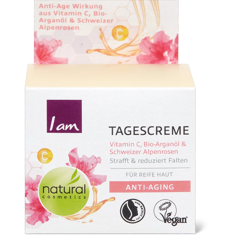 I Am Natural Cosmetics · Anti Age Tagespflege · Alpenrosen Und Arganöl