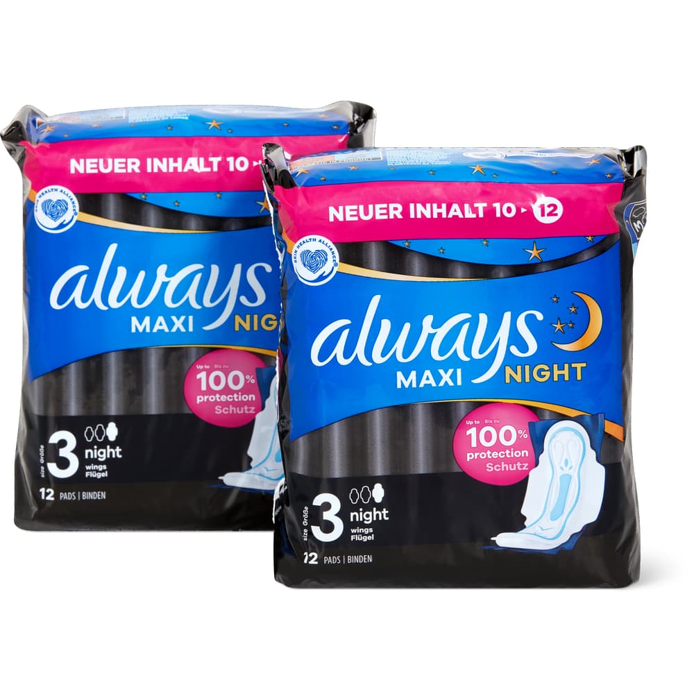 Always Maxi Night · Damenbinden · grösse 3, mit Flügeln • Migros Online