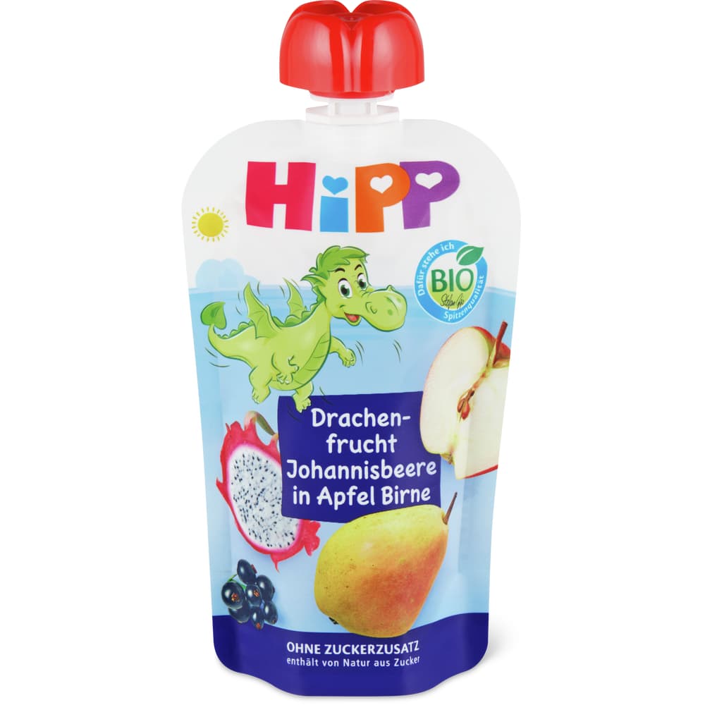 Hipp · Gourde souple Fruit du dragon, cassis, pomme et poire · Bio, dès ...
