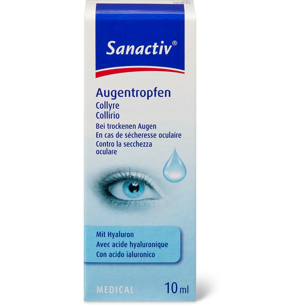 Sanactiv Medical · Eye drops · For dry eyes - With hyaluronic acid • Migros