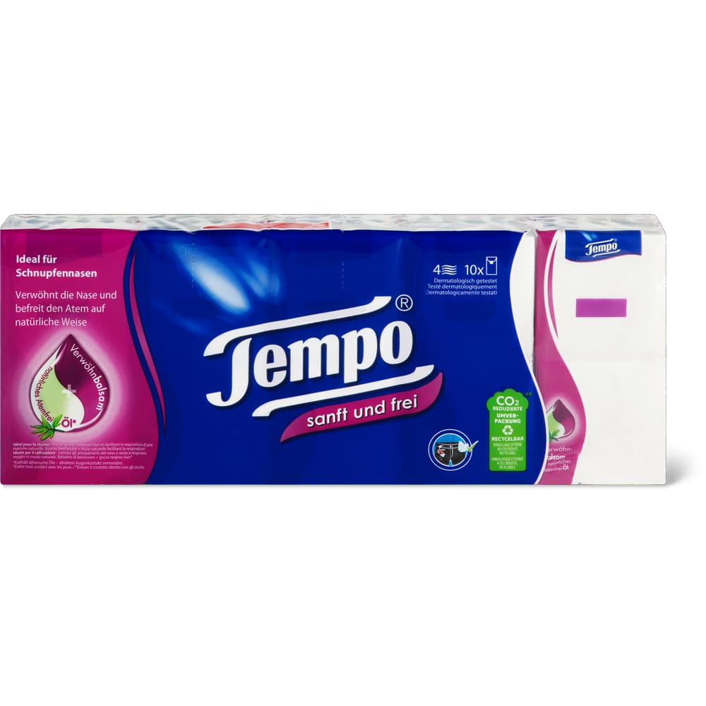 Tempo · Pocket tissues · 10 x 9 sheets, 4 ply • Migros