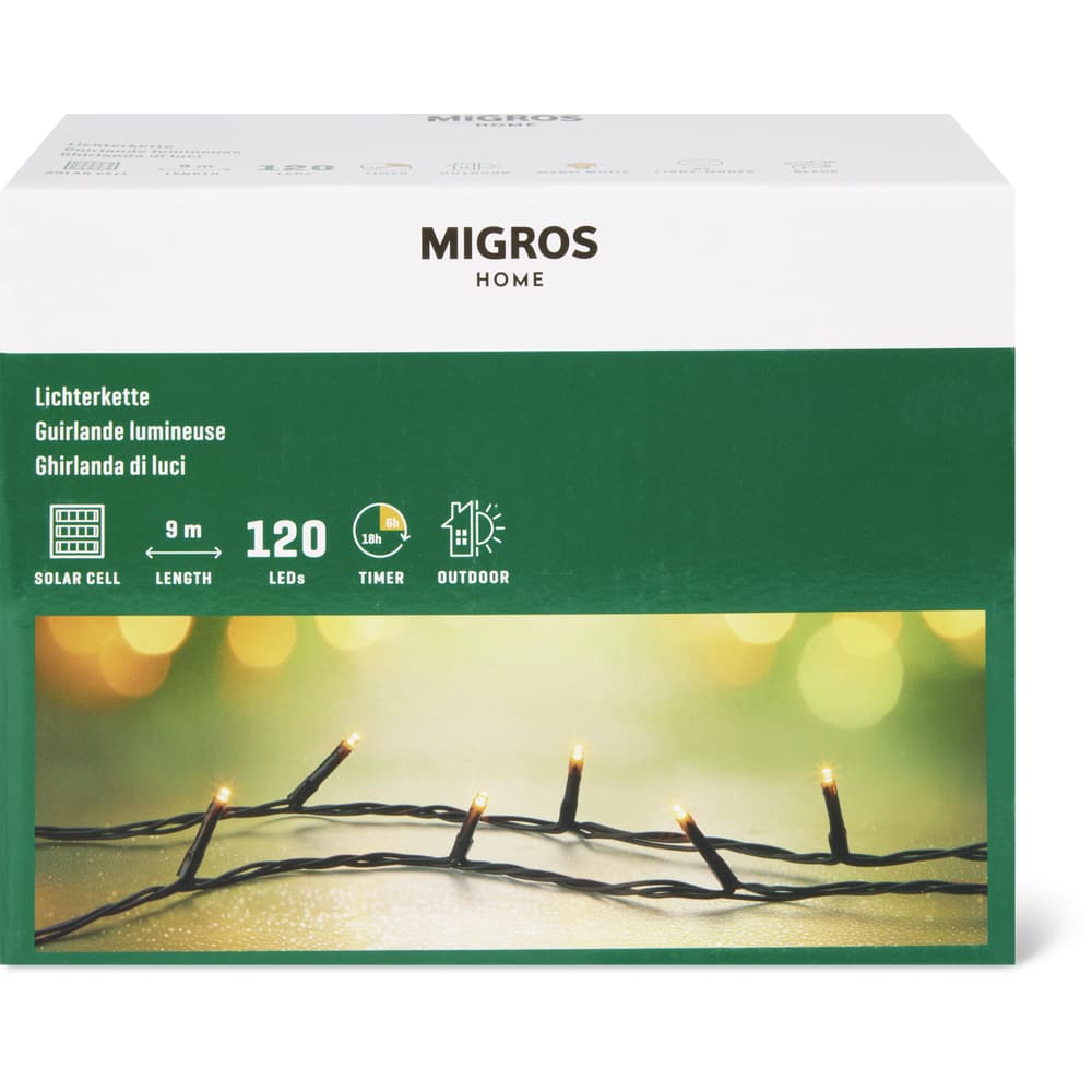 MIGROS HOME · OUT SOLAR LIGHTCHAIN, • Migros