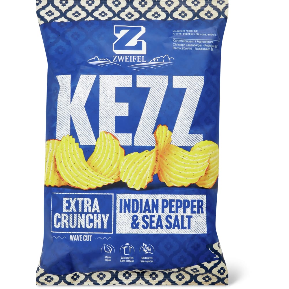 Zweifel Kezz · Kettle Chips · Indian Pepper & Sea Salt • Migros