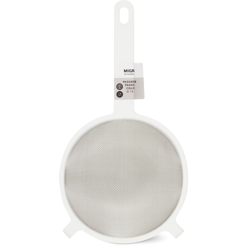Migros Kitchen & Co. · Sieve · White, Stainless Steel, Plastic, ⌀18 cm ...